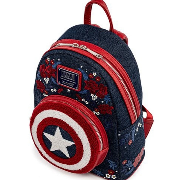 Bags | Loungefly Captain America 8th Anniversary Floral Shield ...